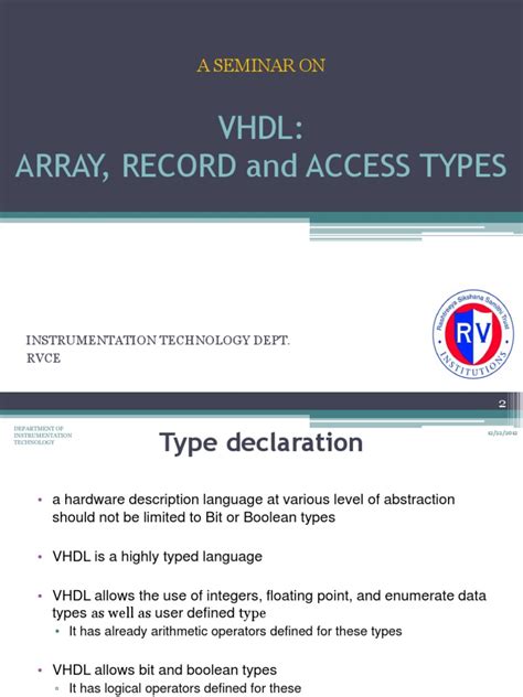 Vhdl Array Record And Access Types Pdf Array Data Structure