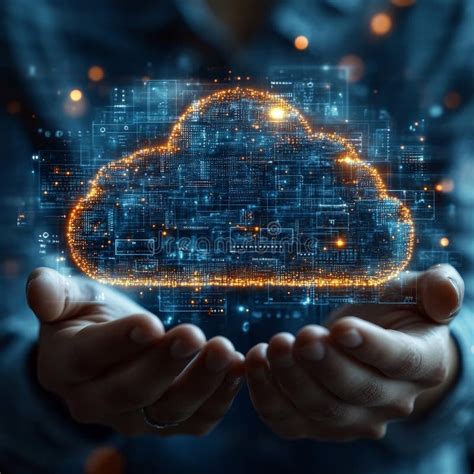 Hands Holding A Glowing Cloud With Digital Icons Representing Cloud Computing Services And Data