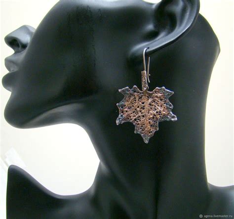 Серьги кленовый лист - 69 фото