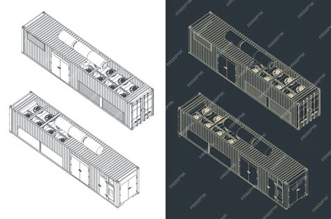 Premium Vector Container Type Generator Isometric Blueprints