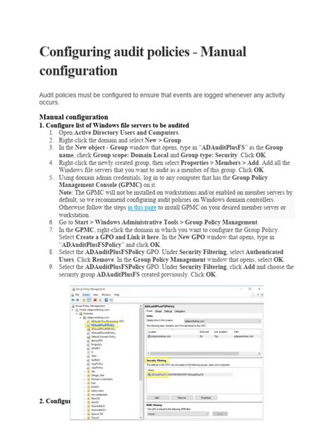 Configuring Audit Policies For File Server Pdf Group Policy Computing