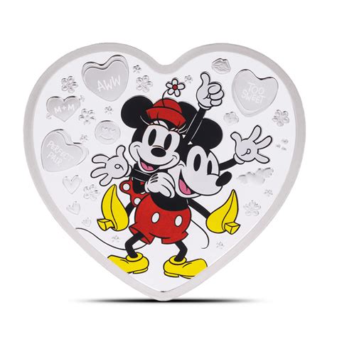 2025 1 Oz Proof Colorized Niue Silver I Love Us Mickey And Minnie Mouse