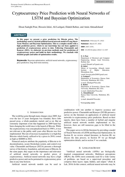 Pdf Cryptocurrency Price Prediction With Neural Networks Of Lstm And