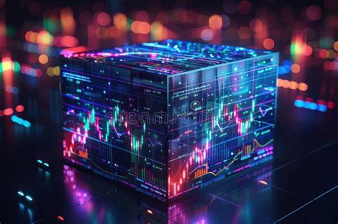 A Cube With A Colorful Display Of Numbers And Graphs Stock Image Image Of Financial Cube