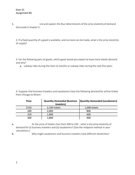 ECON 211 Asg 2 Homework Sheet Econ 21 Assignment List And Explain The Four Determinants