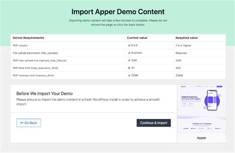 How To Import Demo Contents For Apper Wordpress Theme Acmeedesign Support System