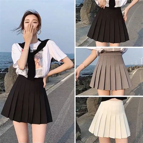 플리티드 스커트 여성 하이 웨이스트 섹시한 미니 스커트 테니스 스커트 소녀 댄스 스커트 Kawaii Casual Korean White Black Skirt Faldas
