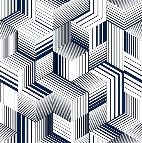 Premium Vector 3d Cubes Seamless Pattern Vector Background Lined