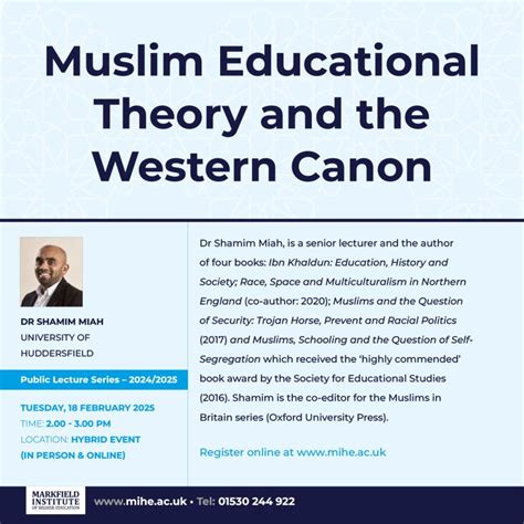 Dr Shamim Miah On Linkedin This Public Lecture At The Markfield Institute Of Higher Education