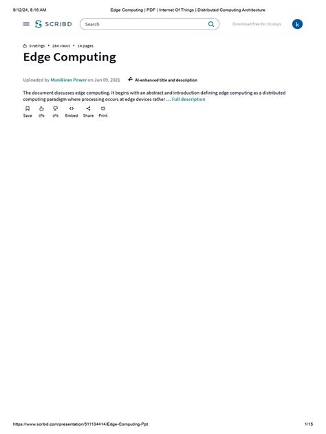 Edge Computing Pdf Internet Of Things Distributed Computing