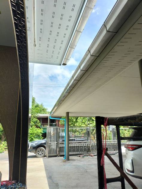 🏘️ติดตั้งรางน้ำฝนสแตนเลสเกรด 304 ขนาด 5 นิ้ว รอยต่อบัดกรีตะกั่ว ท่อน้ำทิ้งขนาด 2 5 นิ้ว 3 จุด