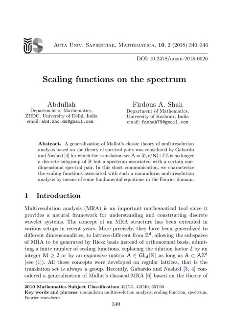 Pdf Scaling Functions On The Spectrum