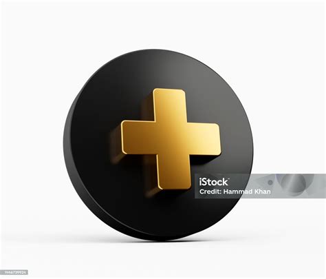 흰색 배경에 플러스가 있는 3d 금색과 검은색 원 3d 그림 3차원 형태에 대한 스톡 사진 및 기타 이미지 3차원 형태 감소 개념 Istock