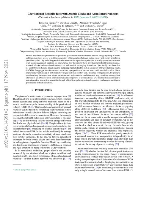 Pdf Gravitational Redshift Tests With Atomic Clocks And Atom Interferometers