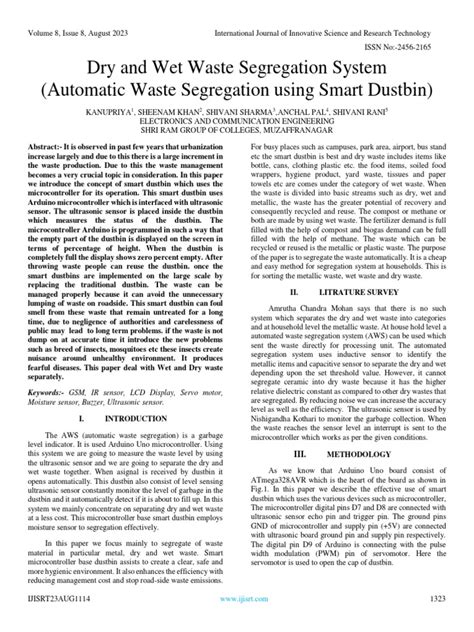 Dry And Wet Waste Segregation System Automatic Waste Segregation Using