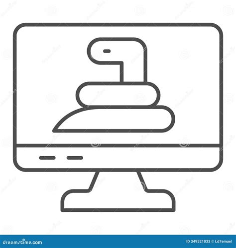 Monitor Screen And Snake Thin Line Icon Hacker Attacks Concept Vector