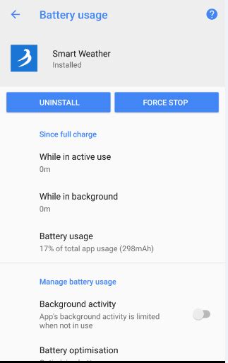 High Battery Usage Android Rweatherflowsmart