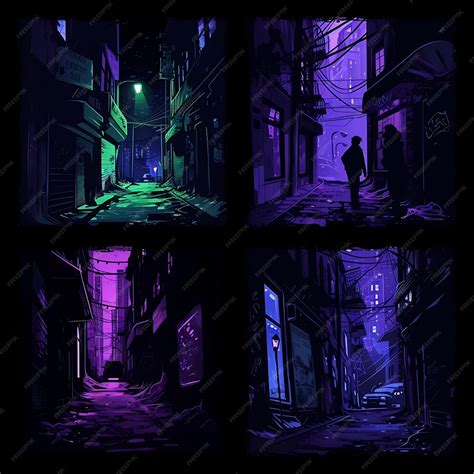 Premium Photo Design Of Noir Neon Alleyway Projections Panel Design