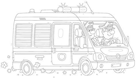 도시의 도로를 순찰하는 동안 제복을 입은 두 명의 재미있는 근무 경찰관과 경찰차 프리미엄 벡터