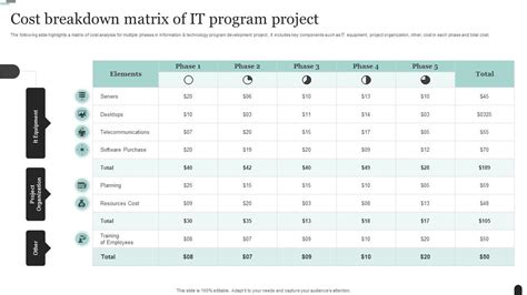 Cost Breakdown Matrix Of It Program Project Ppt Example