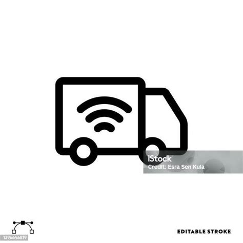 편집 가능한 스트로크가있는 온라인 추적 배달 라인 아이콘입니다 웹 페이지 모바일 앱 Ui Ux 및 Gui 디자인에 적합합니다 Brand Name Smart Phone에 대한