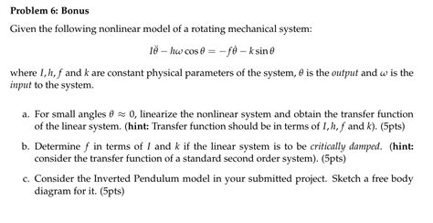 Solved Problem Bonus Given The Following Nonlinear Model Chegg