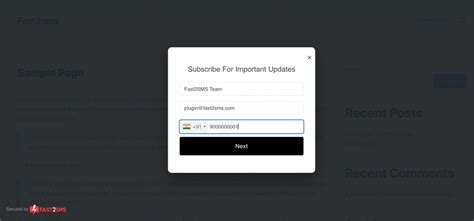 Wordpress Mobile Otp Verification Via Fast2sms Plugin