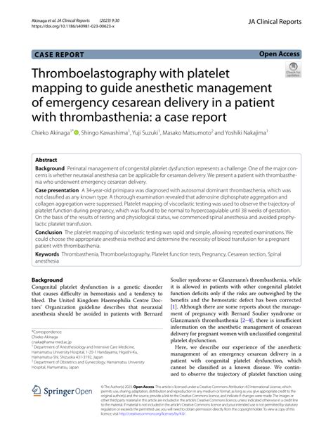 Pdf Thromboelastography With Platelet Mapping To Guide Anesthetic Management Of Emergency