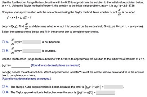Solved Use The Fourth Order Runge Kutta Subroutine With H