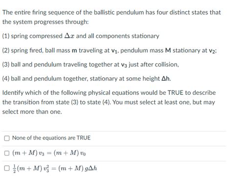 Solved The Entire Firing Sequence Of The Ballistic Pendulum