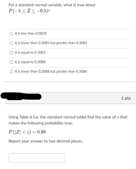 Solved For A Standard Normal Variable What Is True About Chegg Com