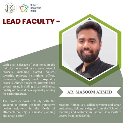 Introducing Faculty Members Of Team Daksh Lead Faculty Ar Masoom Ahmed Faculty Advisor Er