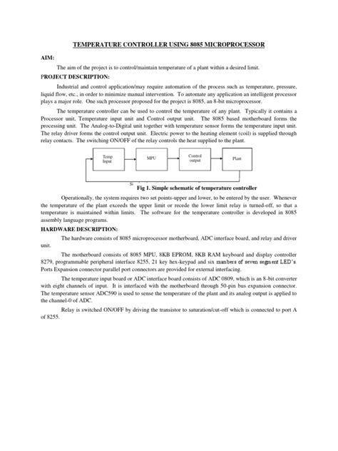 Temperature Controller Using 8085 Microprocessor Pdf Relay Analog