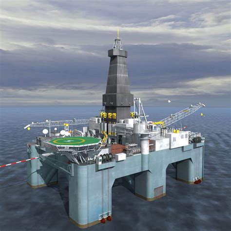 Полупогружная буровая установка 3D Модель $250 - .ma .fbx .obj - Free3D