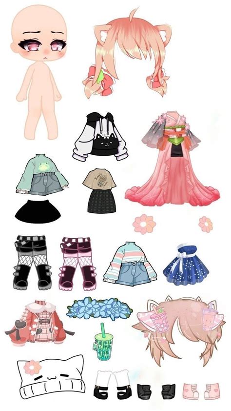 Boneca Fofa Gacha Club Para Recortar Roupas De Papel Roupas De Boneca De Papel Roupas Para Gatos