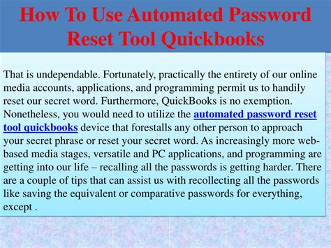 Ppt How To Use Automated Password Reset Tool Quickbooks Powerpoint