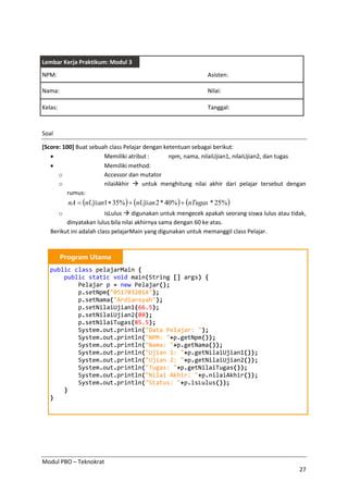Modul Pratikum Pbo Class Dan Object PDF