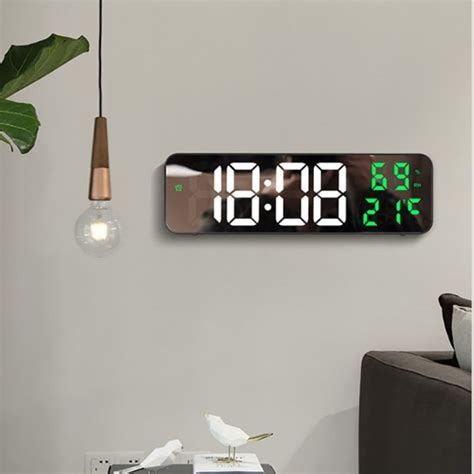 9 Inch Large Digital Wall Clock Temperature Humidity Night Mode Snooze 12 24h Usb Plug In