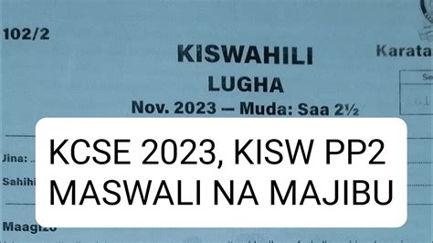 KCSE 2023 Kiswahili Paper 2 Marking Scheme Kiswahili Revision