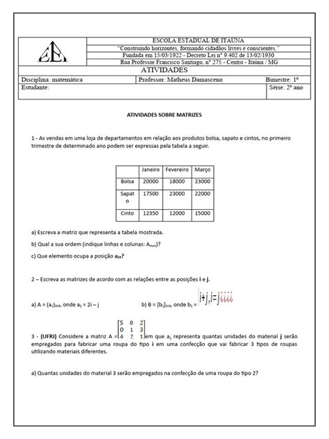 Matriz 1 Pdf Matriz Matemática