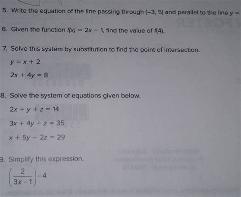 Solved 5 Write The Equation Of The Line Passing Through