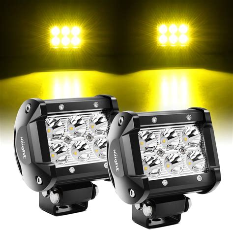 Nilight 4 Inch Led Light Pods Yellow Spot Beam Driving Fog
