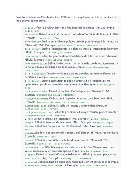 Balises Css Pdf Élément Html Html