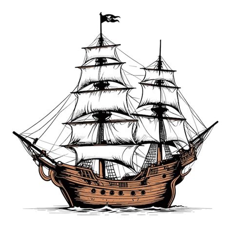 Premium Vector Pirate Ship Vintage Engraved Style Illustration