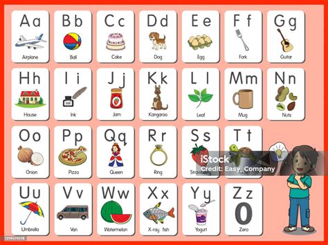 만화의 사진을 설정 대문자와 소문자 모두에서 A에서 Z로 순서대로 영어 문자의 표현 영어 기본 어휘 알파벳에 대한 스톡 벡터 아트 및 기타 이미지 Istock
