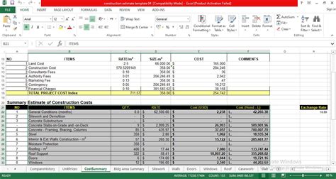 Construction Estimating Spreadsheet Excel Template At Timothy Venning Blog