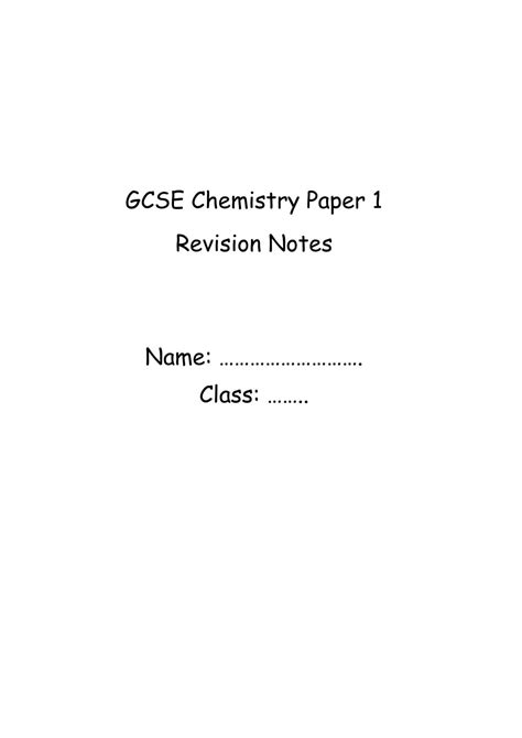 Gcse Chemistry Notes Chemistry Higher Gcse Aqa Thinkswap