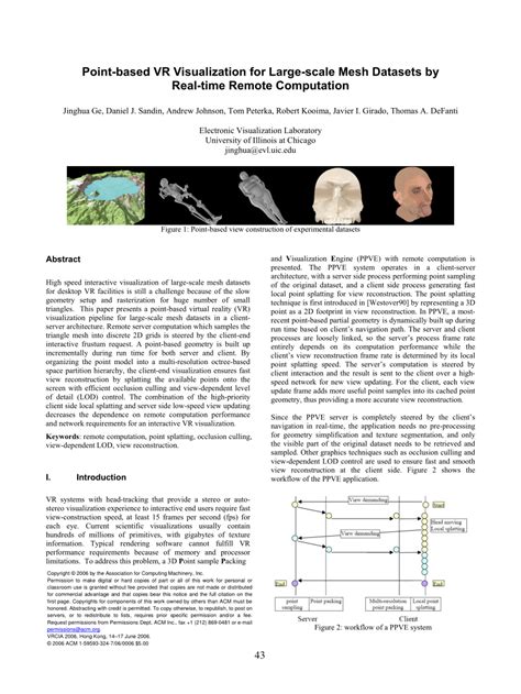 PDF Point Based VR Visualization For Large Scale Mesh Datasets By Real Time Remote Computation