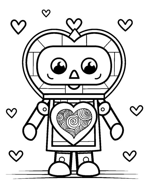 Robot Valentines Coloring Pages