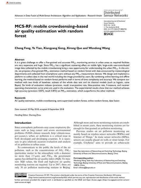 Pdf Mcs Rf Mobile Crowdsensingbased Air Quality Estimation With Random Forest